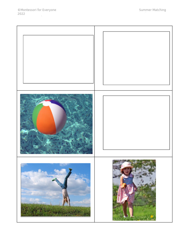Summer Matching Cards | PDF | Social Science