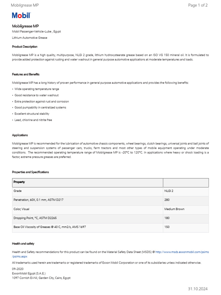 GL EG Mobilgrease MP | PDF