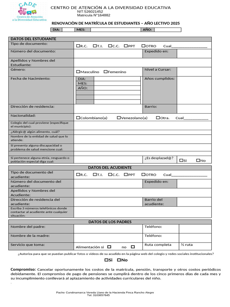 21-Formato-De-Matricula 2024 | PDF