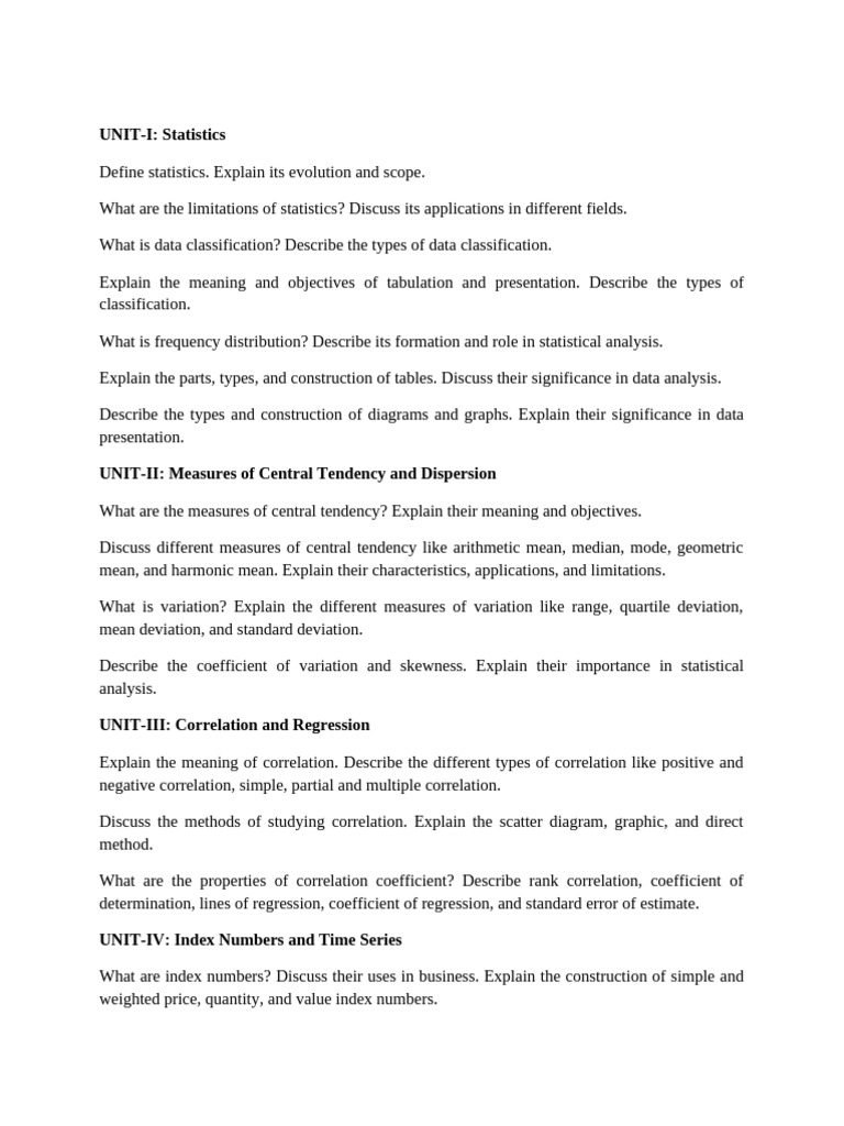 Question Bank of Statistics | PDF | Statistics | Mean