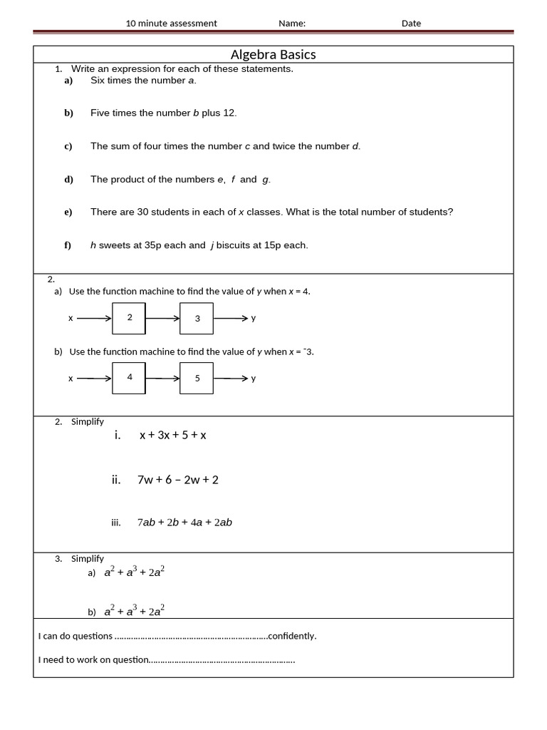 Algebra Basics - Starter | PDF | Language Arts & Discipline | Teaching ...