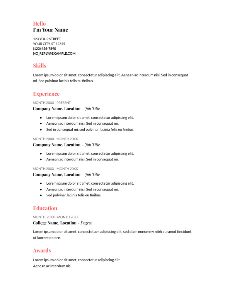 Two Column Serif Resume | PDF