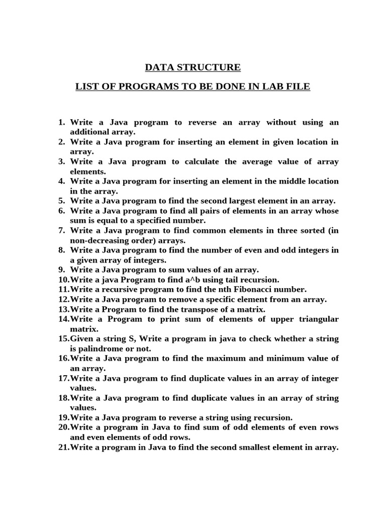 Data Structure Lab File Programs | PDF | Algorithms And Data Structures ...
