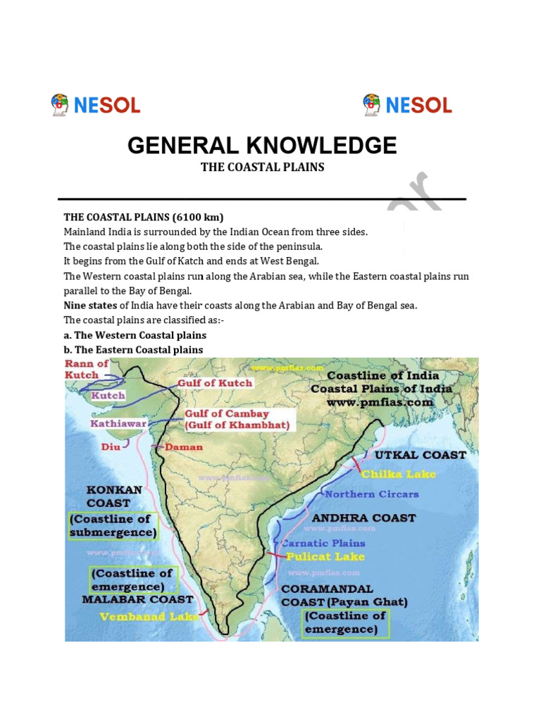Coastal Plains of India | PDF | Earth Sciences | Physical Geography