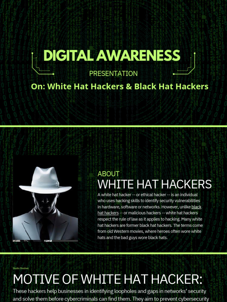 Digital Awareness White Hat Hacker Vs Black Hat Hacker Pdf Pdf