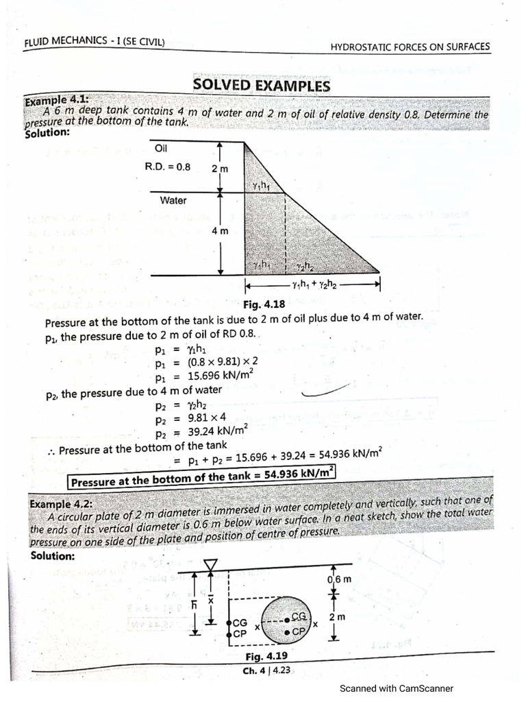 Hydrostatic Forces On Surfaces Numerical | PDF