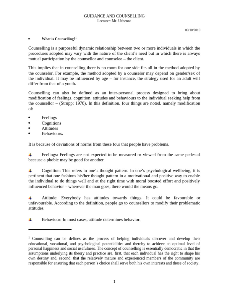 Guidance and Counselling | PDF | Psychotherapy | Counseling Psychology