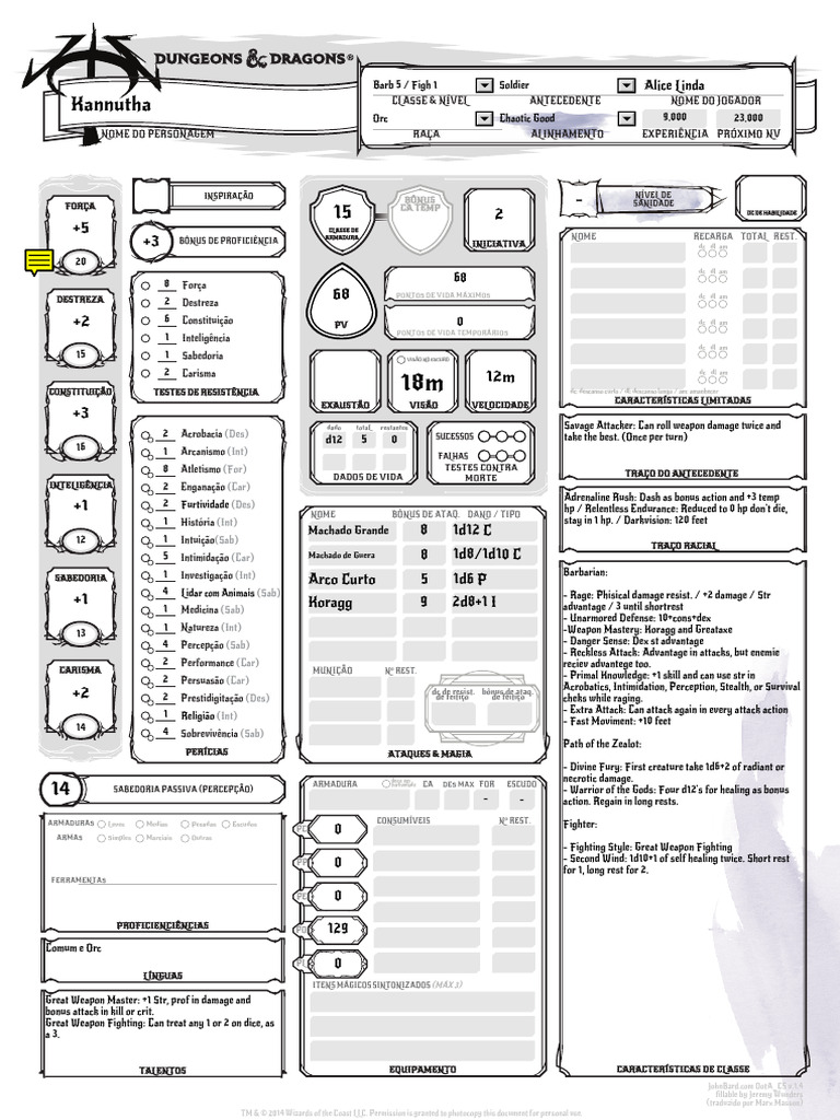 Ficha Kannutha Dnd5e 24 | PDF