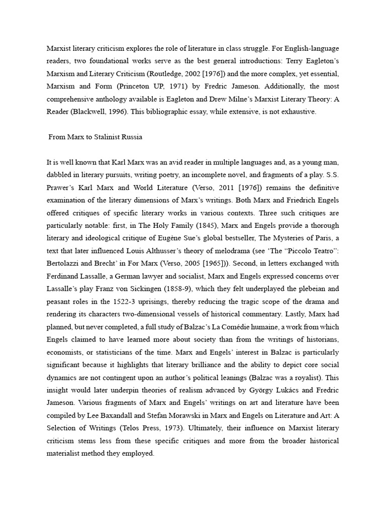 Marxist Literary Criticism 1 | PDF | Marxism | Karl Marx