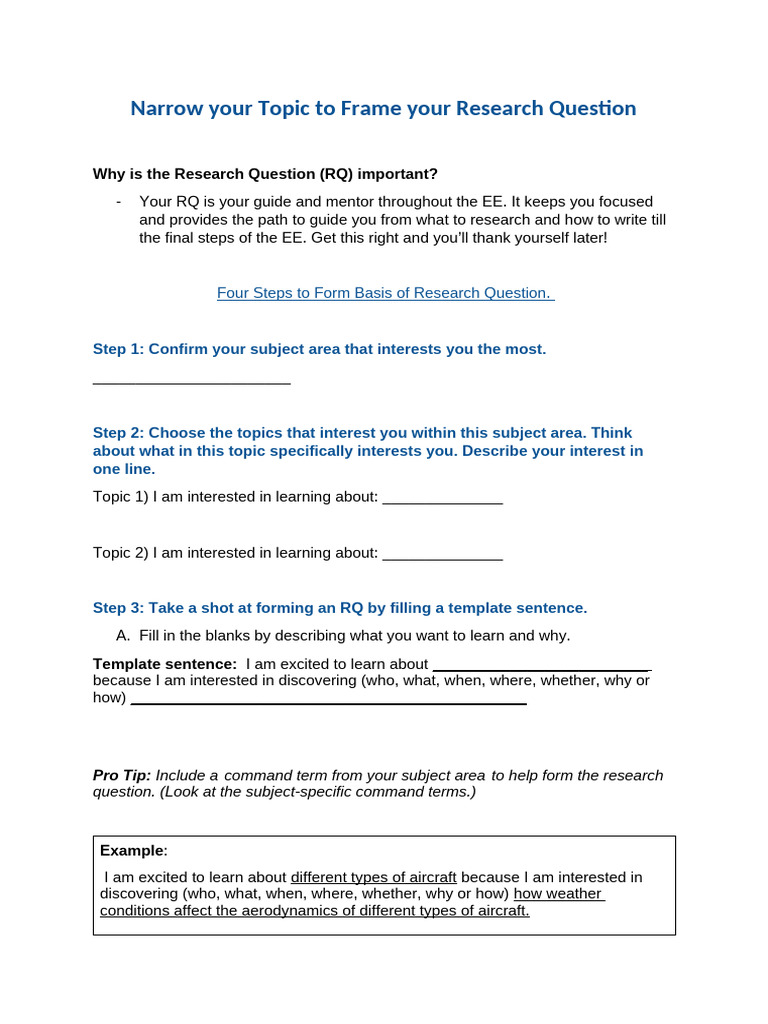 Narrow Your Topic To Frame Your Research Question 2 | PDF | Cognition ...