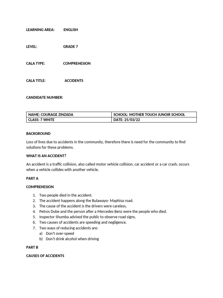 English Cala | PDF | Driving | Traffic Collision