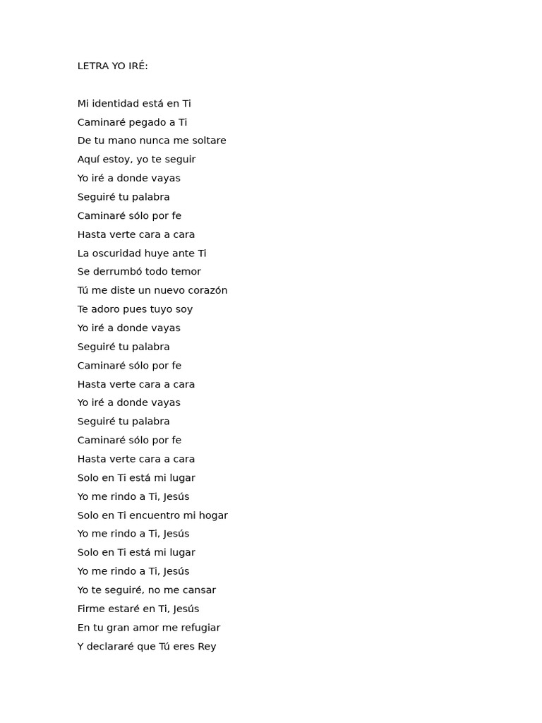 Letra Yo Iré | PDF