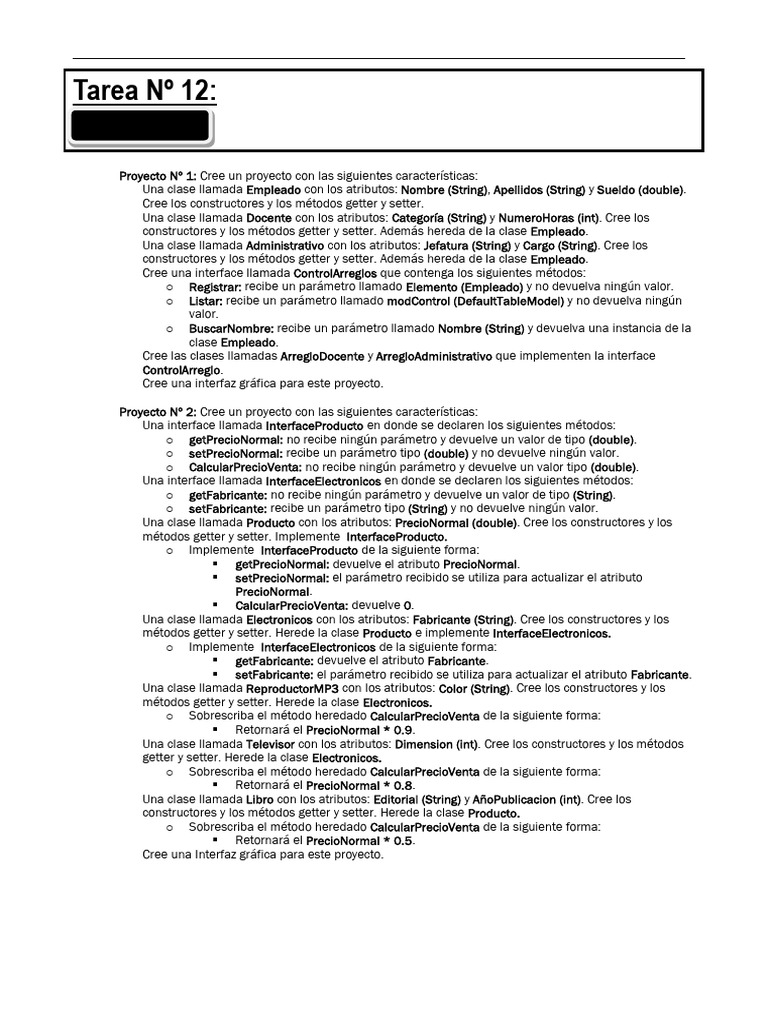 POO - Tarea-N-12 | PDF | Tecnologías de la información | Ingeniería de Sistemas