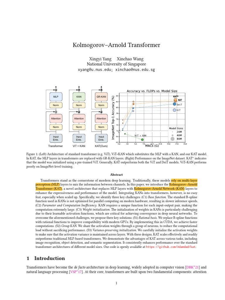 Kolmogorov-Arnold Transformer | PDF | Deep Learning | Artificial Neural Network
