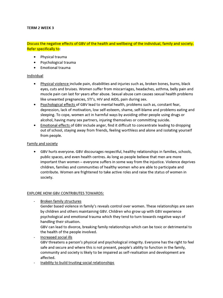 Impact of GBV on Health and Society | PDF | Child Abuse | Violence