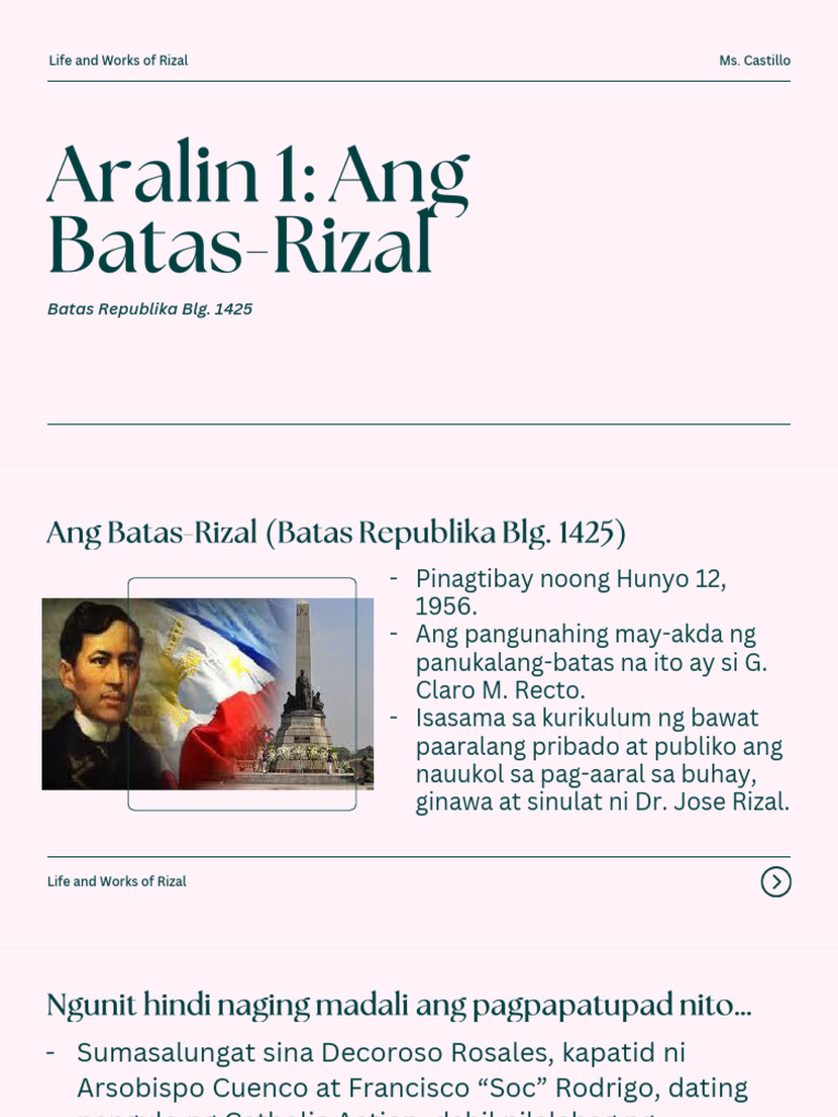 Aralin 1-2 - Ang Batas-Rizal at Ang Pagpili Kay Rizal | PDF