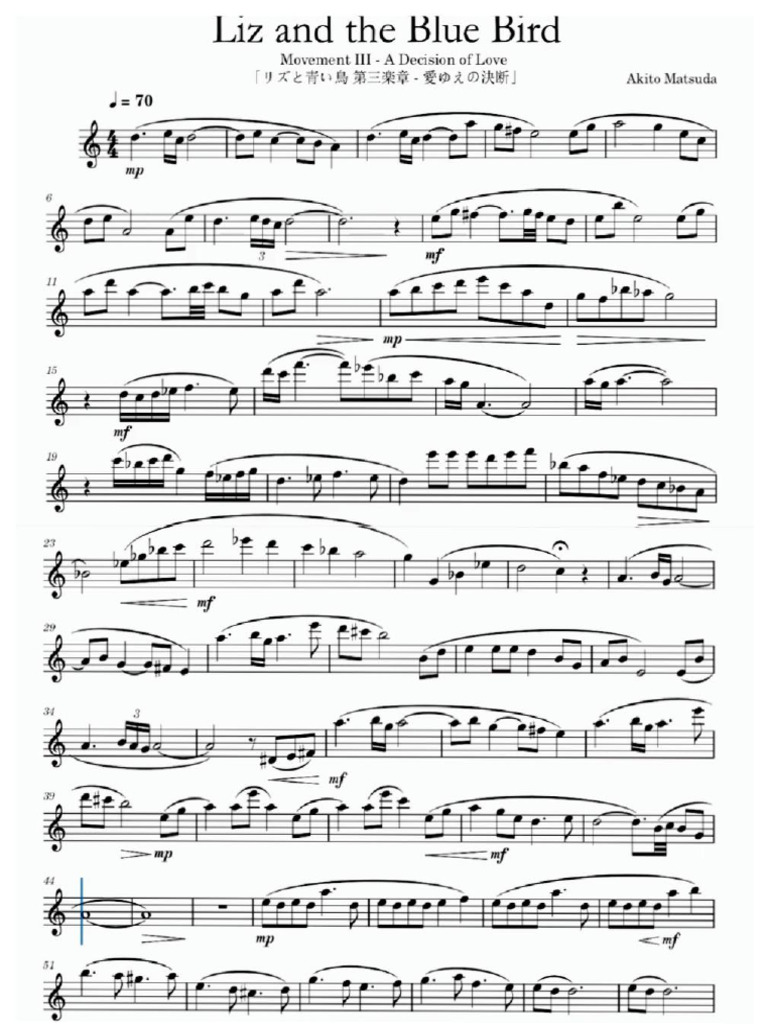 Liz and The Blue Bird - Third Movement - Flute Ver. | PDF