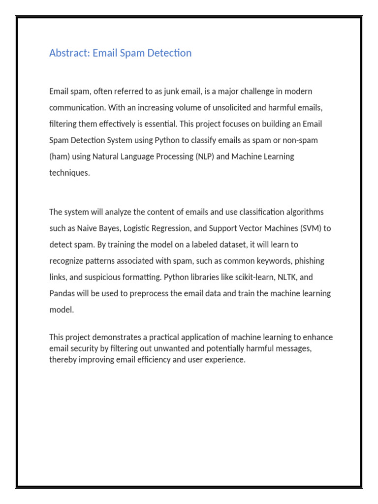 Email Spam Detection | PDF | Career & Growth | Computers