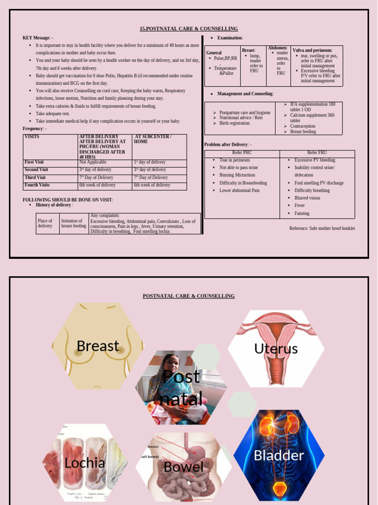 Postnatal Care & Counseling Guide | PDF | Childbirth | Postpartum Period