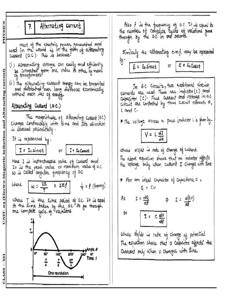 AC Hand Written Notes XII | PDF | Electric Power | Engineering