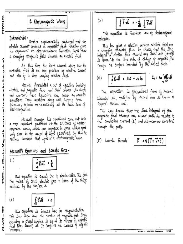 EM Wave Hand Written Notes XII | PDF | Computers