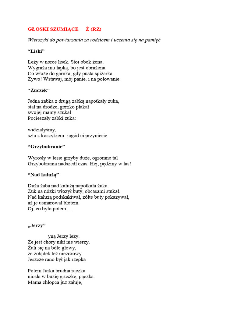 WIERSZYKI I Rymowanki Z Gł. Ż | PDF