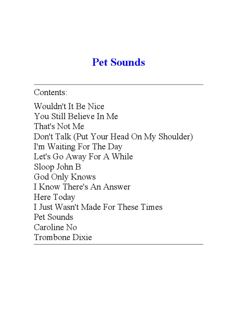 Pet Sounds | PDF | Songs Written | Songs