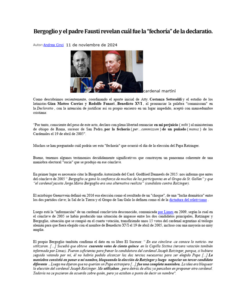 Bergoglio y El Padre Fausti Revelan Cuál Fue La "Fechoría" de La ...