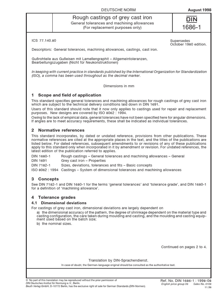 General Tolerances for Cast Iron Castings | PDF | Engineering Tolerance
