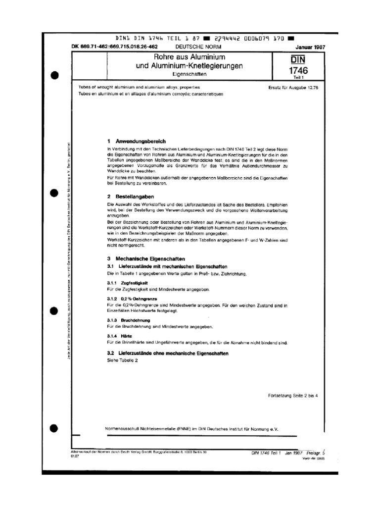 Din - 1746 Tubes Alu Propriété Meca | PDF