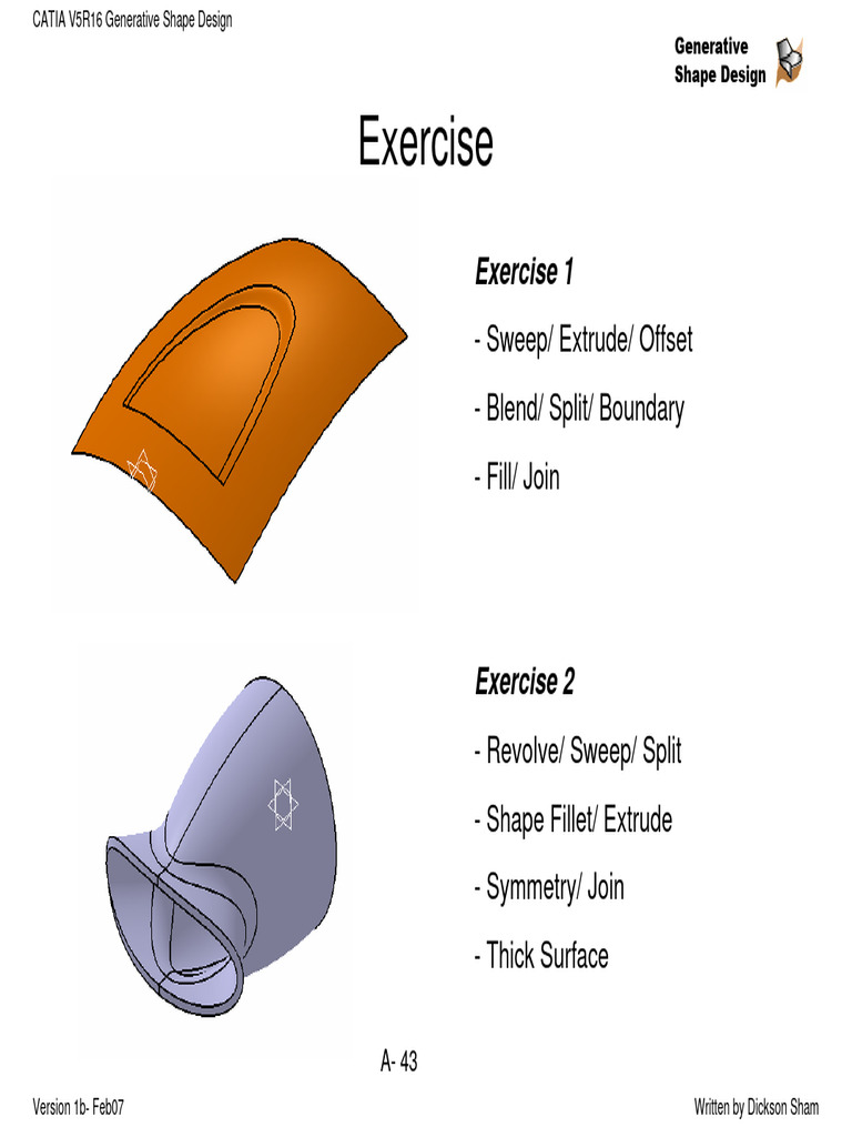 CATIA V5 Generative Shape Design Exercises | PDF | Mathematical Physics ...