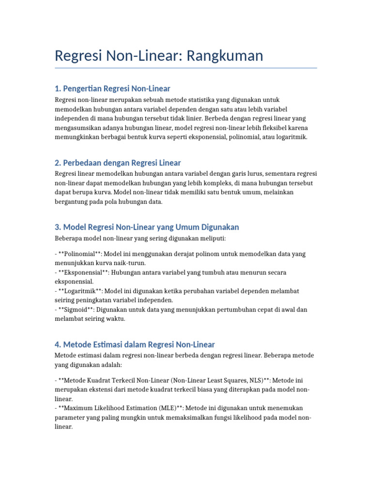 Rangkuman Regresi Non-Linear | PDF | Komputer