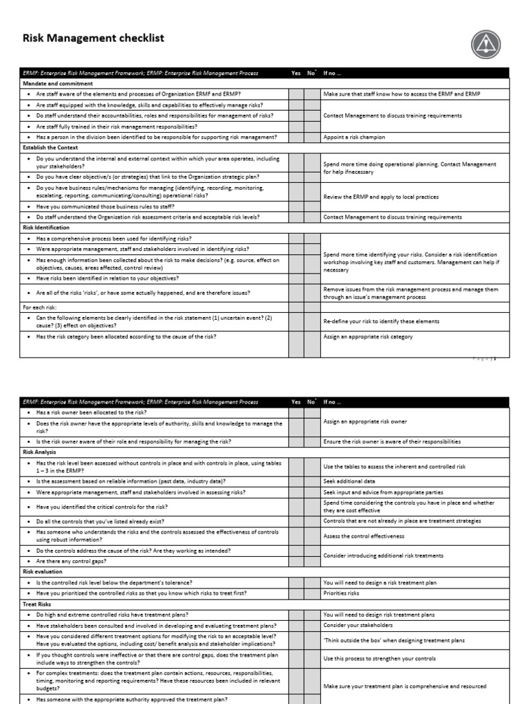 Envoi Par E-Mail Risk Management Checklist | PDF | Risk Management | Risk