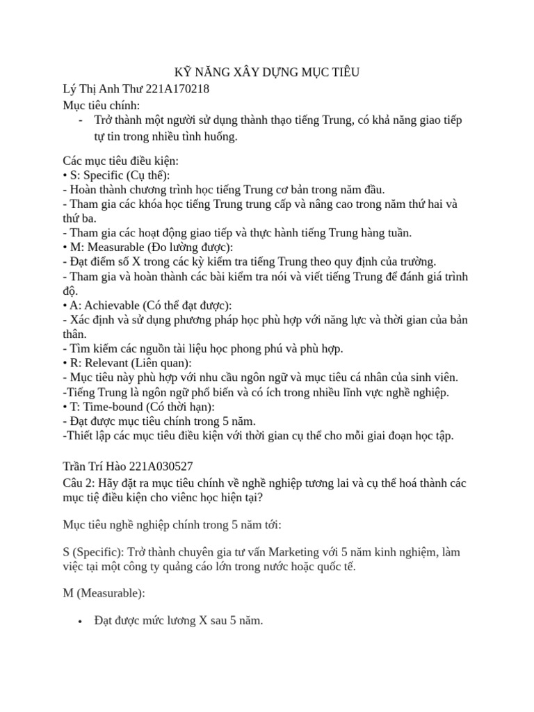 K Năng Xây D NG M C Tiêu | PDF