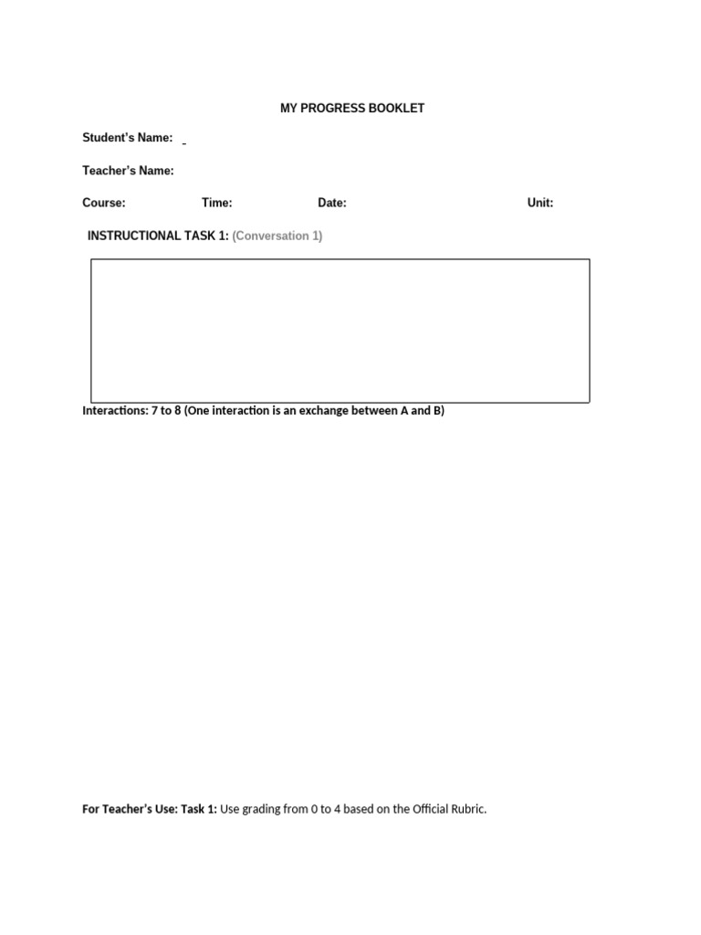 Student Progress Assessment Booklet Pdf Rubric Academic Human