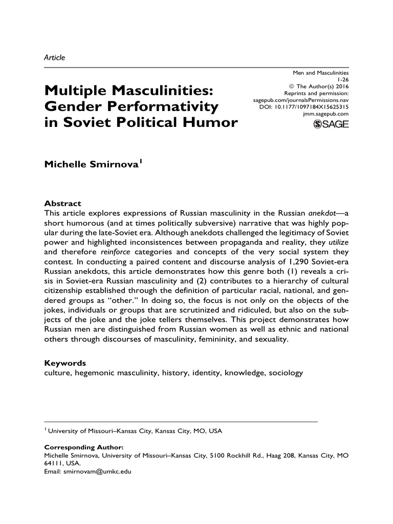 Multiple Masculinities Gender Performati | PDF | Masculinity | Soviet Union