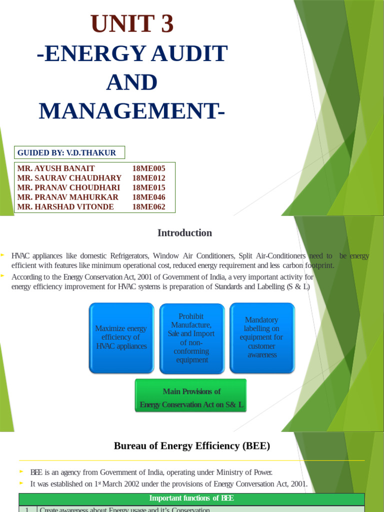 Energy Audit and Management | PDF | Energy Conservation