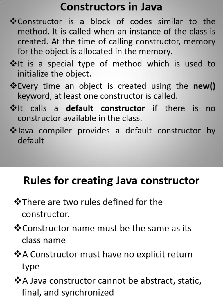 UNIT -2 JAVA PROGRAMMING (1) | PDF | Programming | Constructor (Object ... UNIT -2 JAVA PROGRAMMING (1) | PDF | Programming | Constructor (Object ...