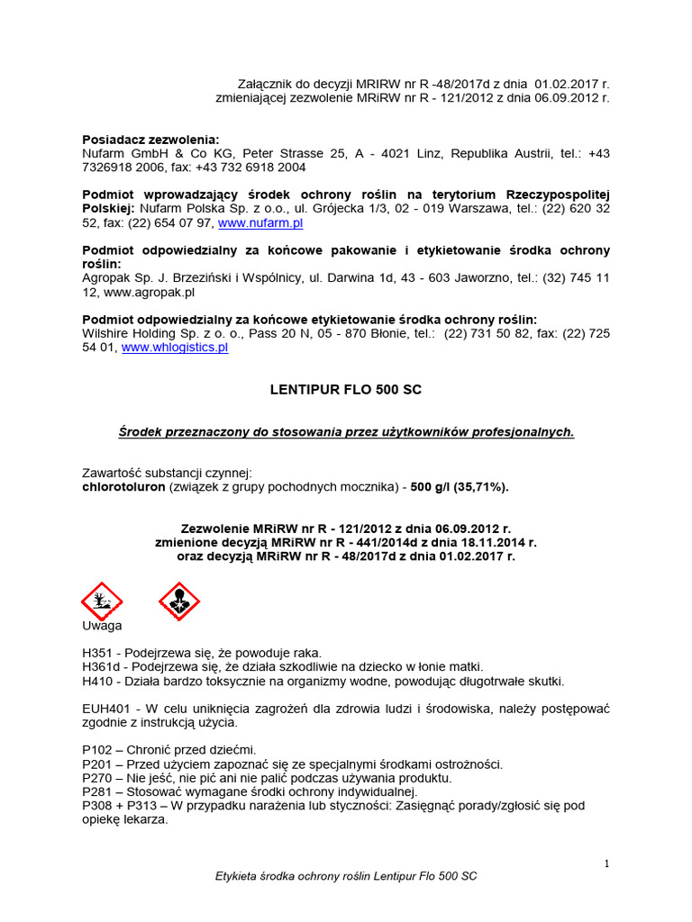 Lentipur Flo 500 SC | PDF