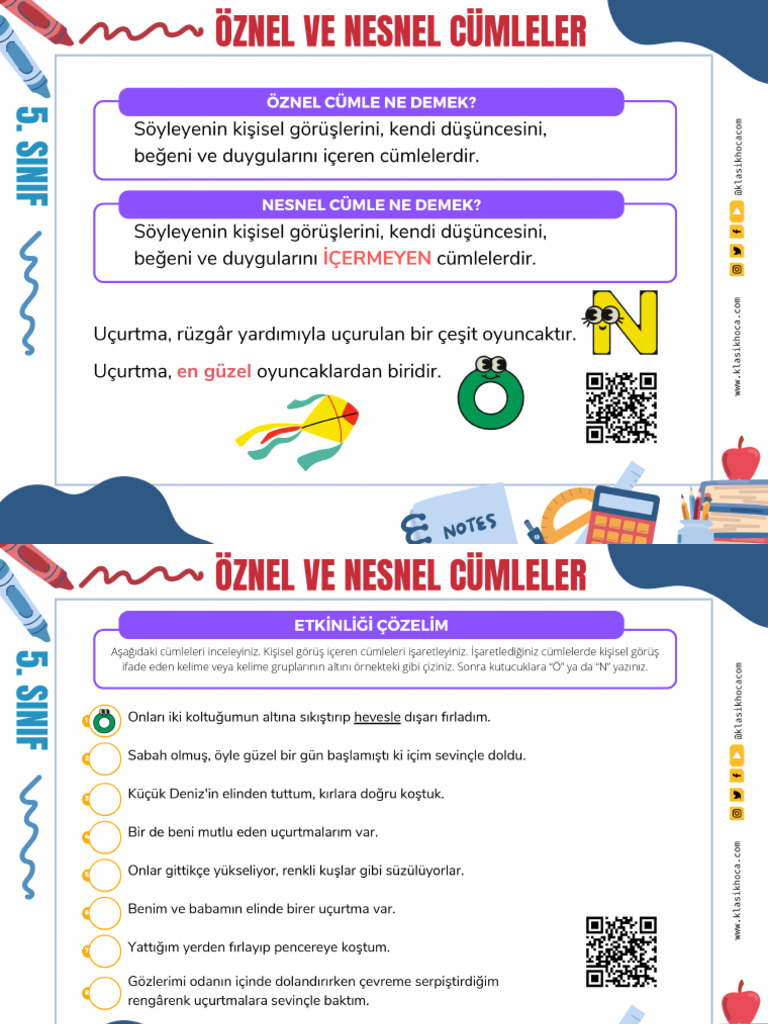 Sinif Öznel Nesnel Çalişma Kağidi PDF Etki̇nli̇k | PDF