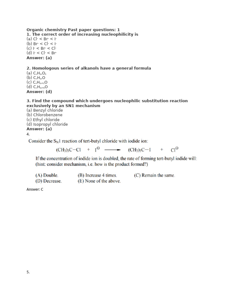 Organic Chemistry Past Paper Questions 1 | PDF | Teaching Methods ...