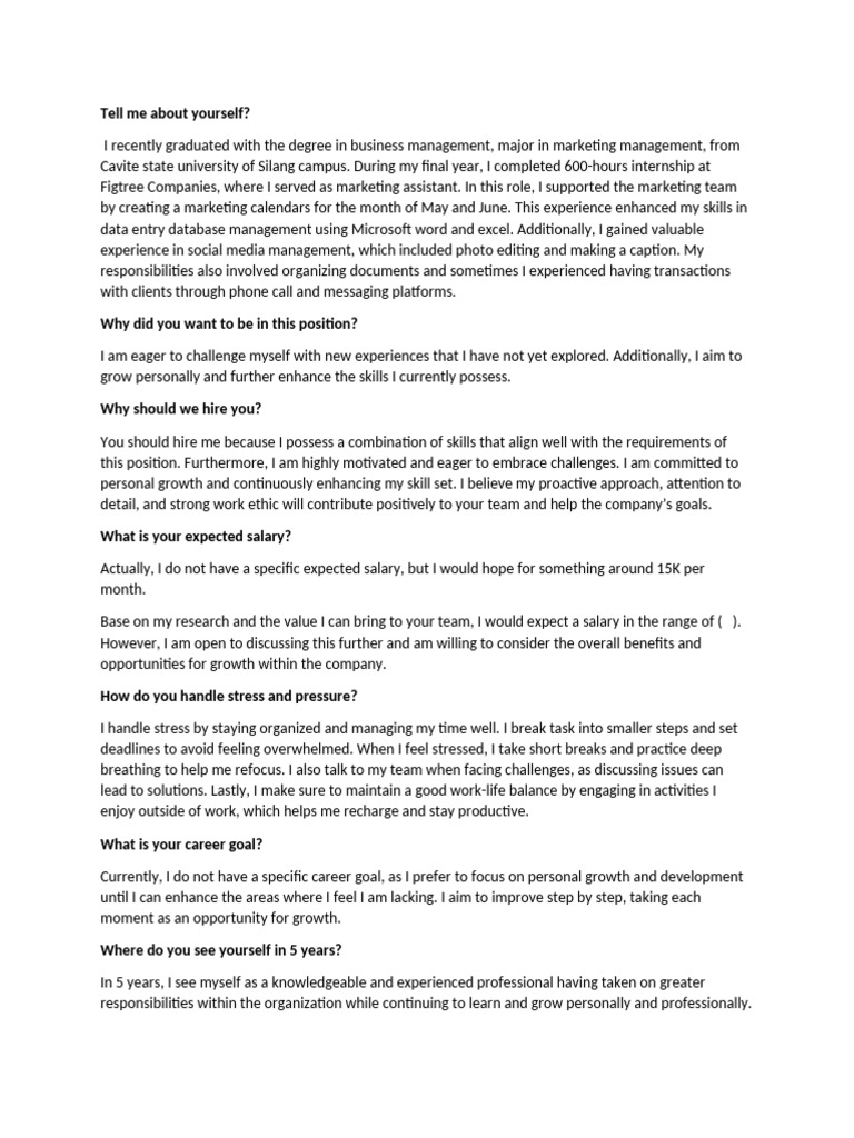 Job Interview 2024 | PDF | Corporate Social Responsibility | Marketing