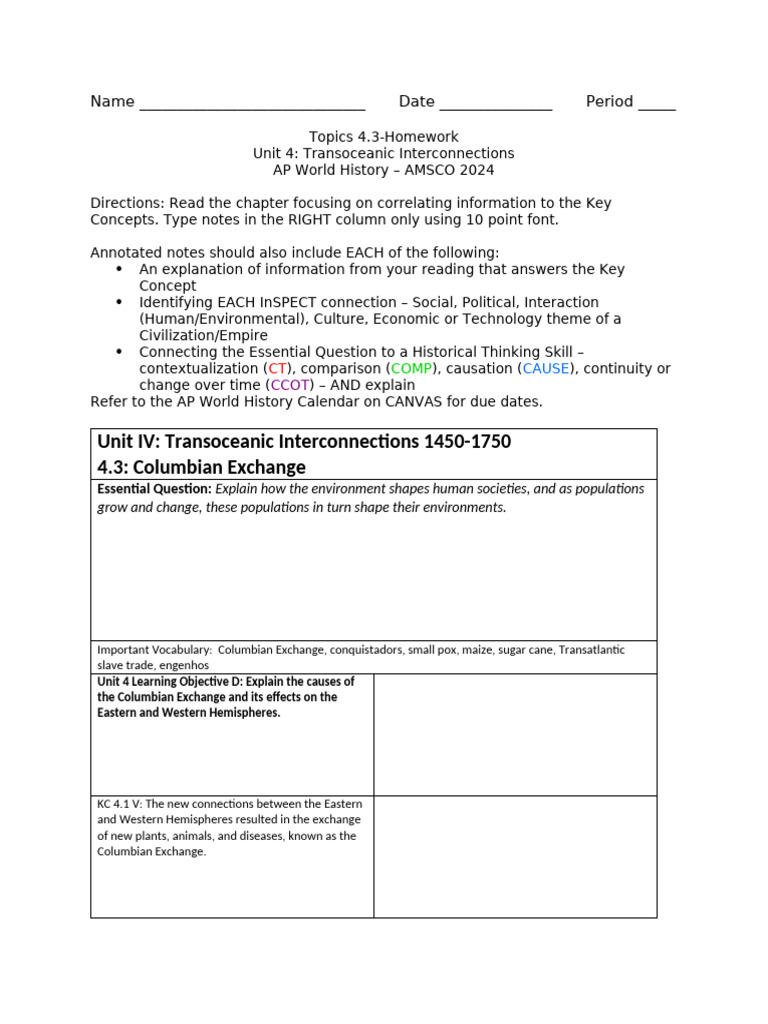 KC Unit 4 Transoceanic Interconnections 4.3 | PDF | Agriculture