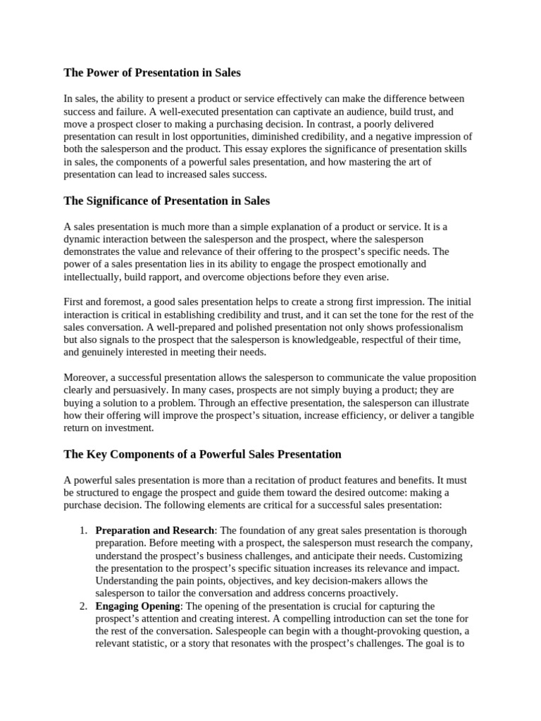 The Power of Presentation in Sales | PDF | Sales | Credibility