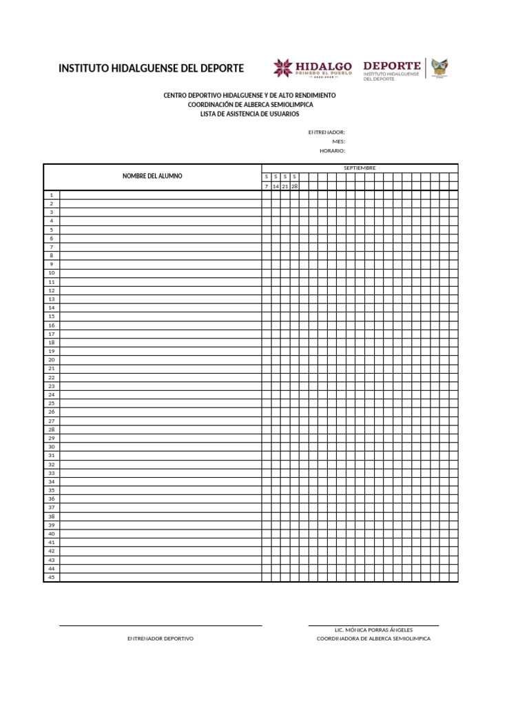 Formato de Asistencia Mensual | PDF