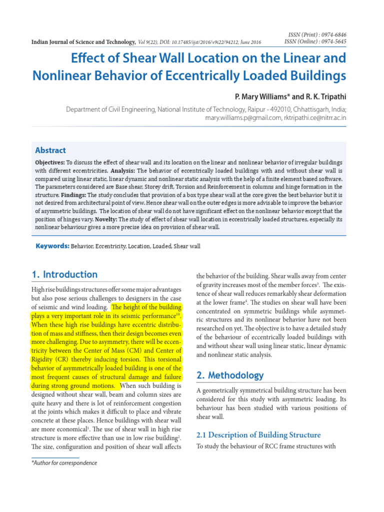 Effect of Shear Wall Location | PDF | Beam (Structure) | Column