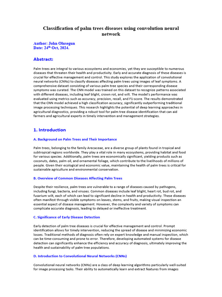Classification of Palm Trees Diseases Using Convolution Neural Network | PDF | Machine Learning ...