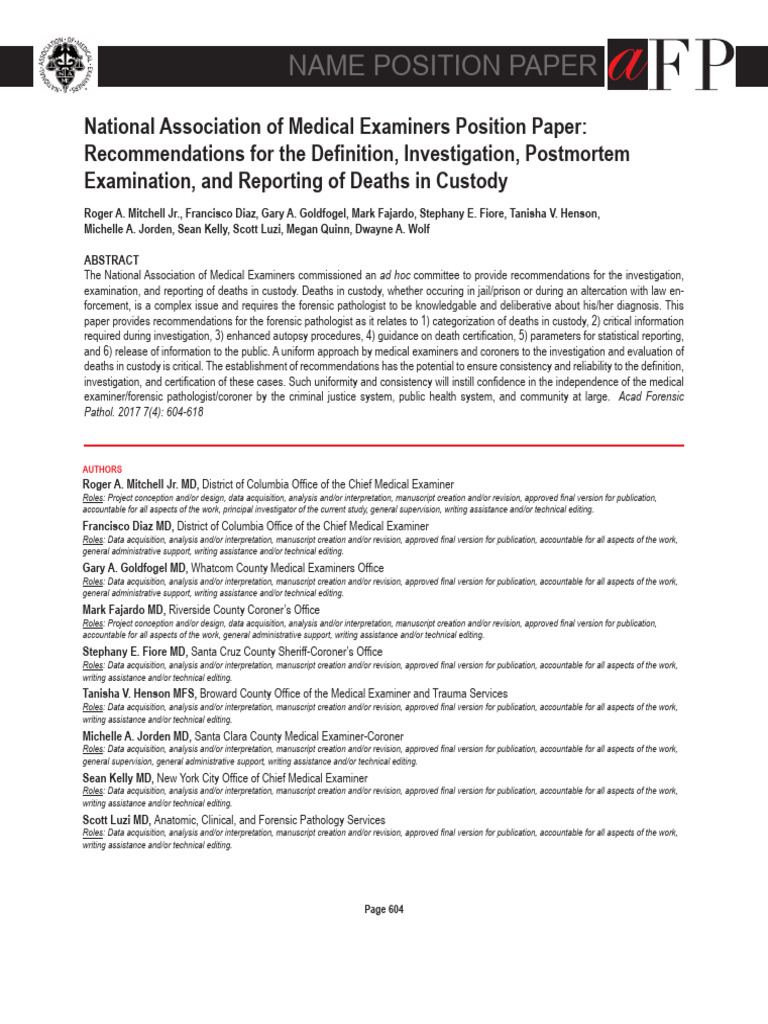 Guidelines for Investigating Custody Deaths | PDF | Autopsy | Coroner