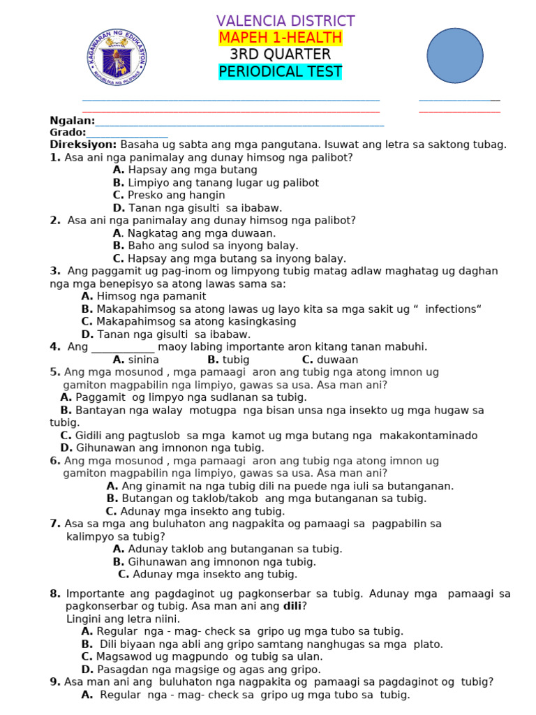 MAPEH 3rd PT HEALTH | PDF