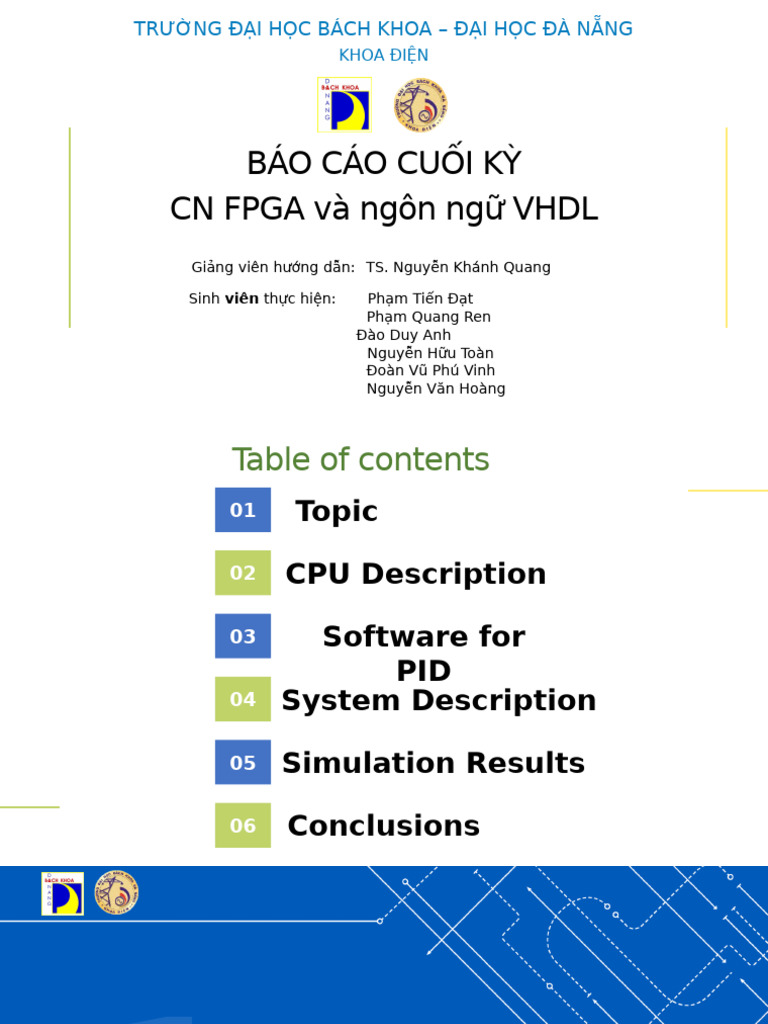 Báo Cáo Cuối Kỳ CN FPGA và ngôn ngữ VHDL | PDF | Central Processing Unit | Electronic Design